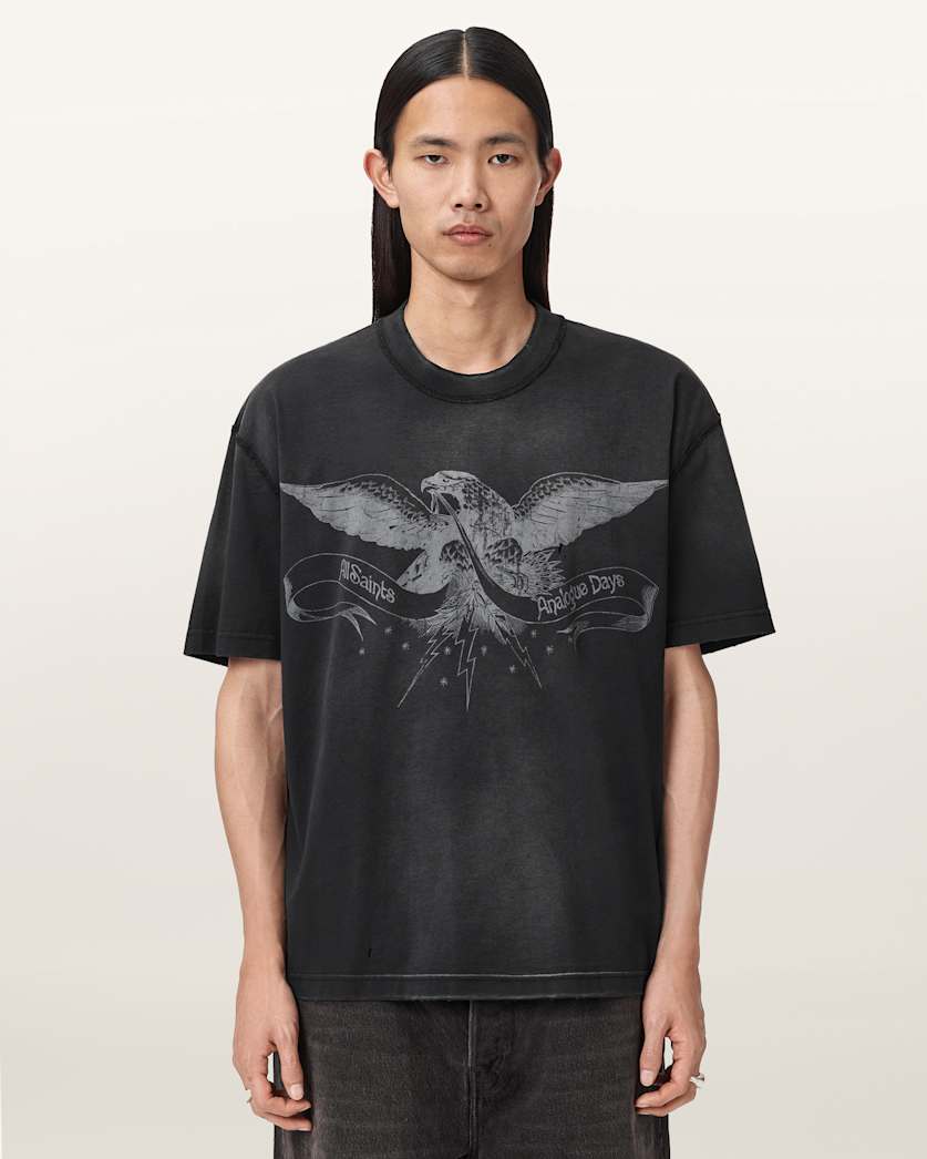 Aeterna Short Sleeve Boxy T-Shirt Washed Black | ALLSAINTS